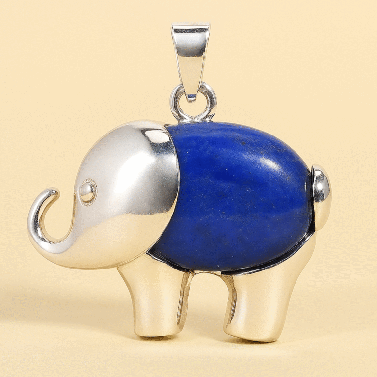 Lapis Lazuli Pendant (Elephant Shape) - Pure Gems World