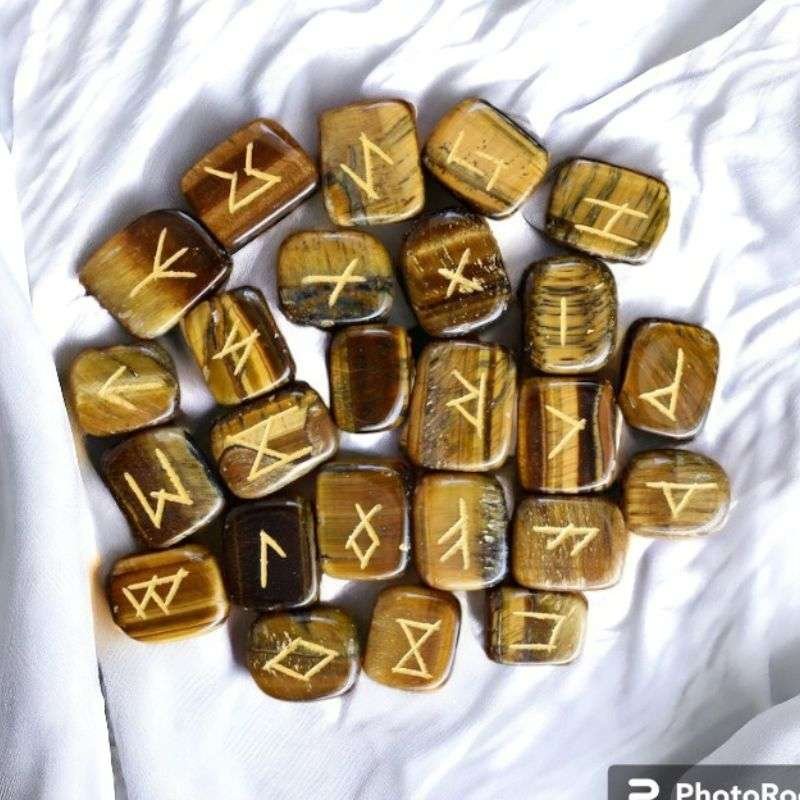 Tiger Eye Rune Stones (Set of 25 Pieces) - Pure Gems World